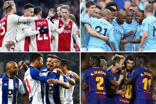 برشلونة وبورتو ومانشستر سيتي وأياكس تحلم بتحقيق الثلاثية التاريخية